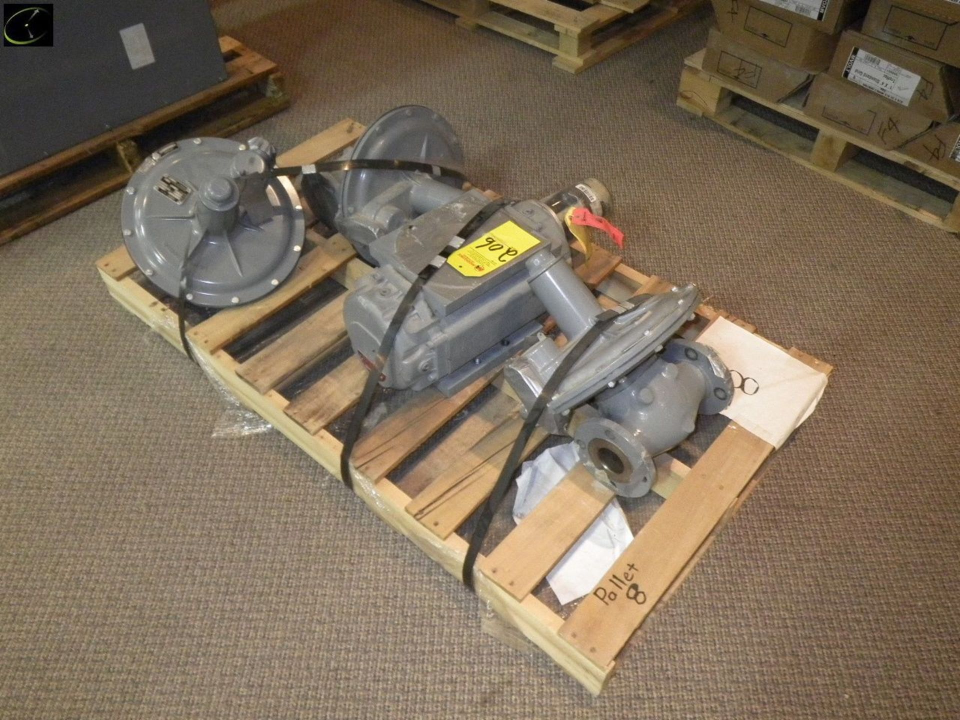 Pallet w/ THREE FISHER LOC105 Type 133H, 2'' Pressure Regulators, ONE ...