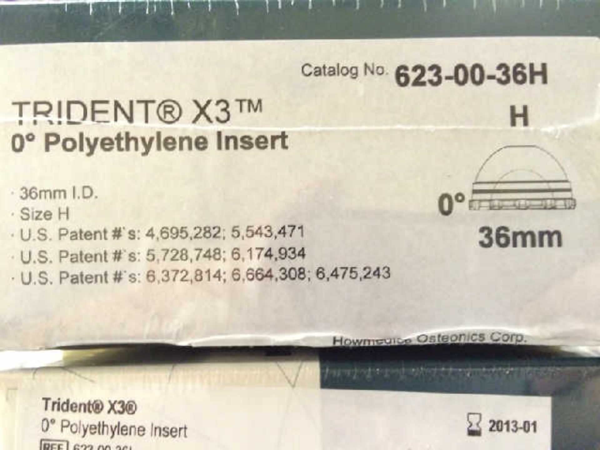 5X STRYKER ORTHOPAEDIC TRIDENT X3 0 DEGREE POLYETHYLENE INSERT (ALPH ...