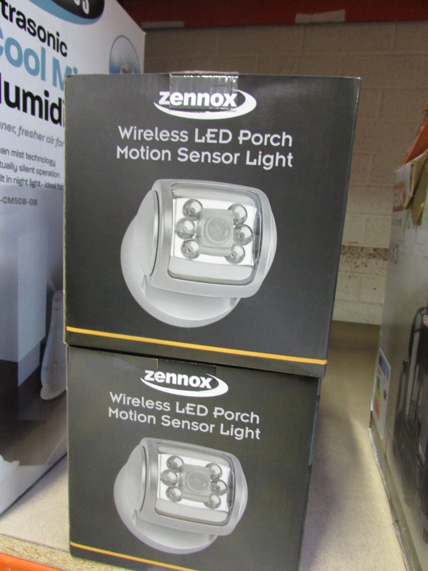 2X ZENNOX WIRELESS LED PORCH MOTION SENSOR LIGHT