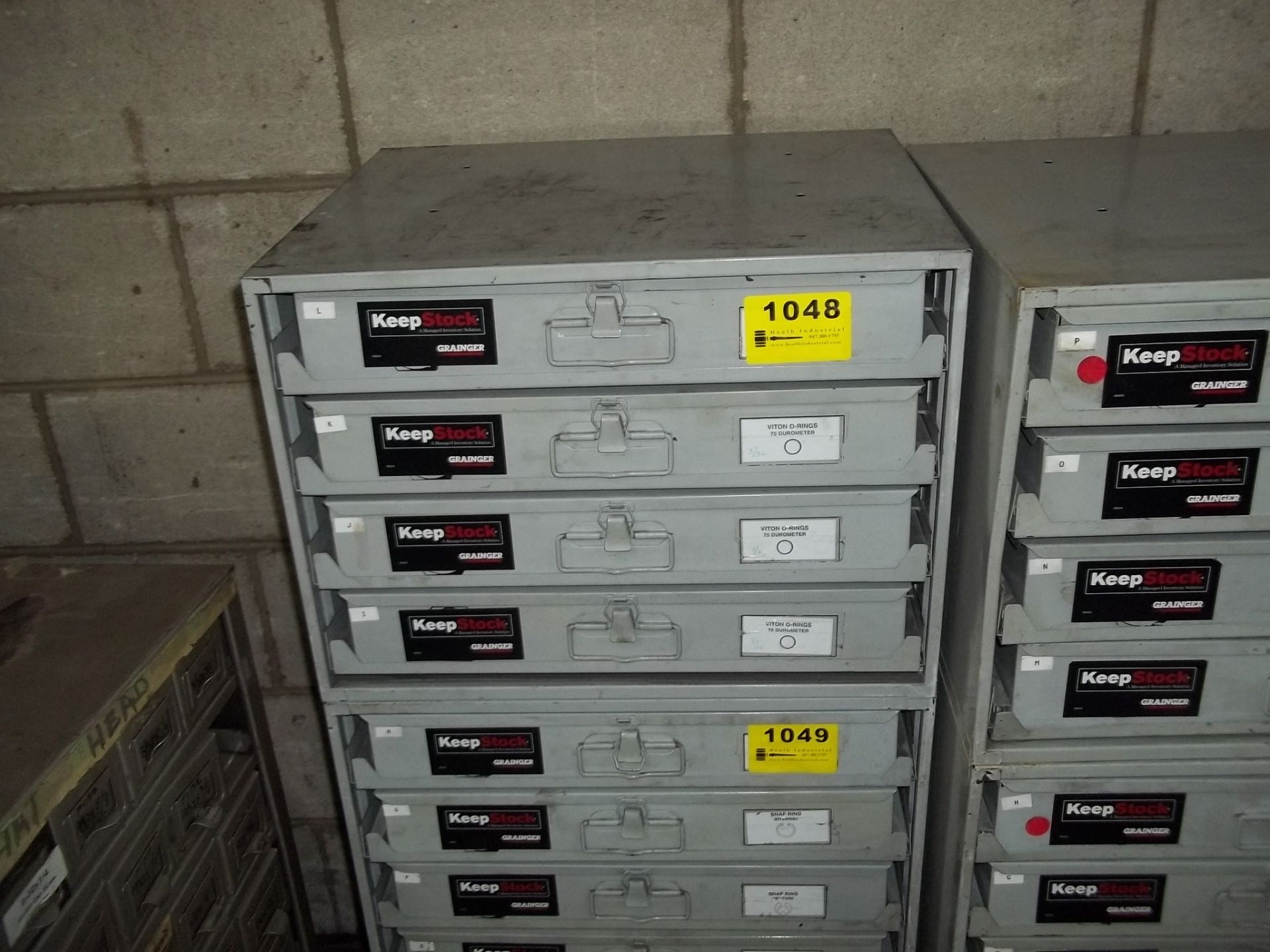 GRAINGER KEEPSTOCK 4-DRAWER STEEL STORAGE CABINET W/CONTENTS: VITON O ...