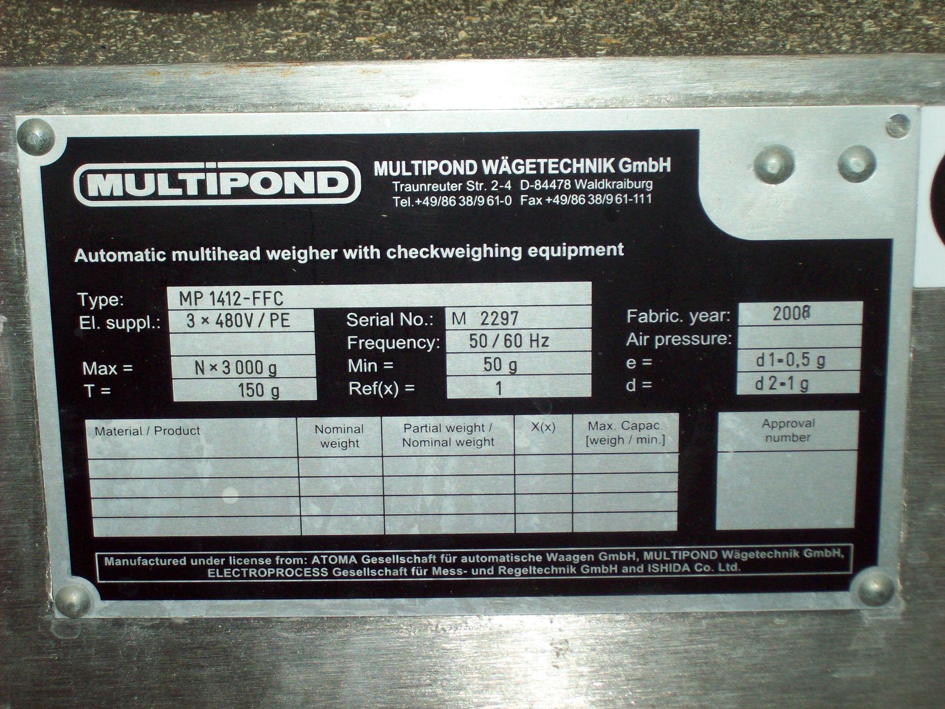 2008 Multipond 14-Bucket Rotary Scale S/S Scale System, Type MP1412-FFC ...