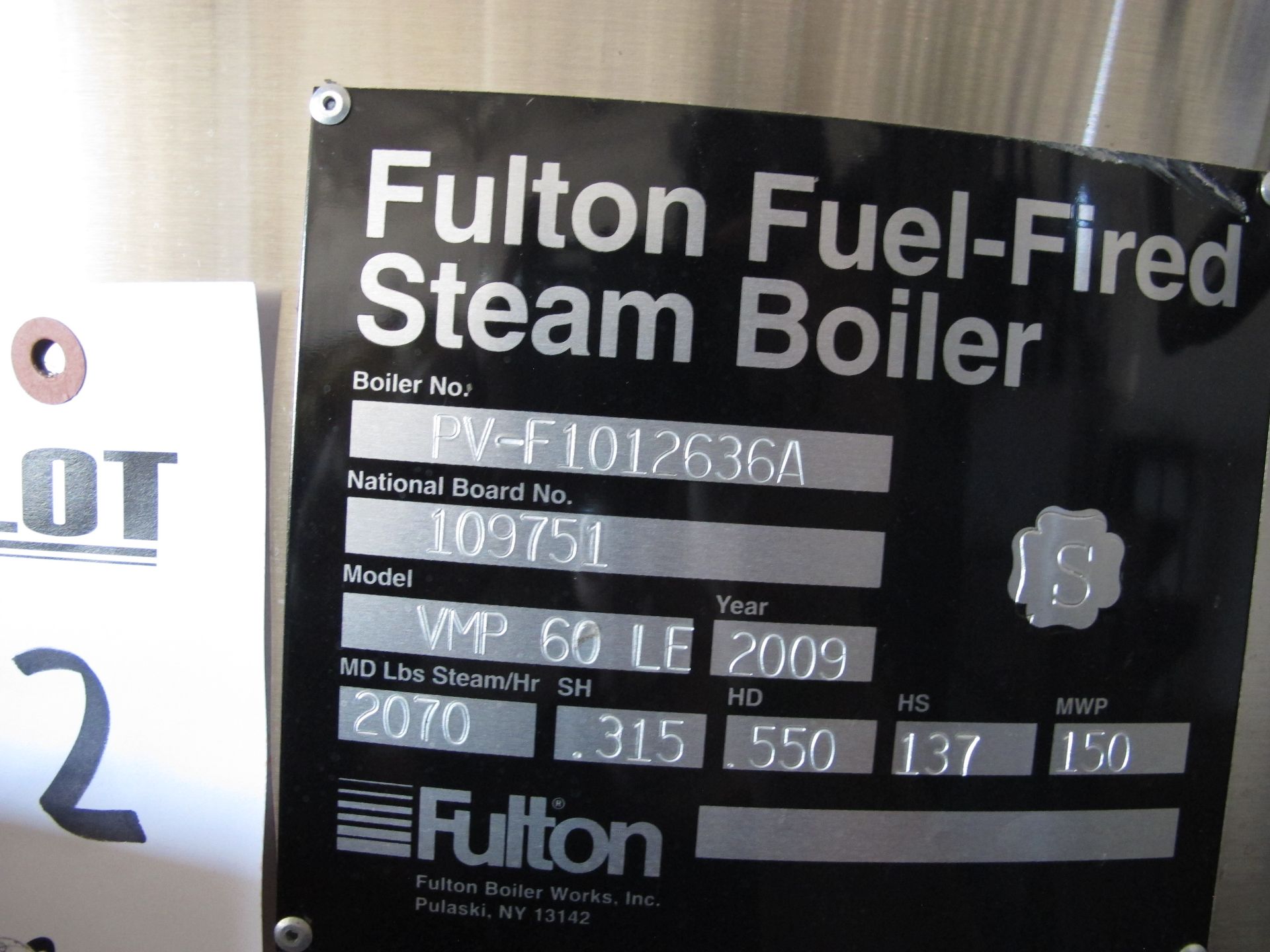 FULTON FUEL-FIRED MULTI-PORT STEAM BOILER, MODEL VMP 60 LE, BIOLER ...