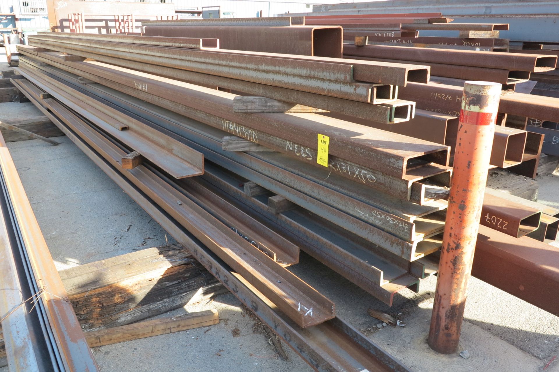 LARGE QUANTITY OF STRUCTURAL STEEL: ANGLE, CHANNEL, I-BEAM, BOX ...