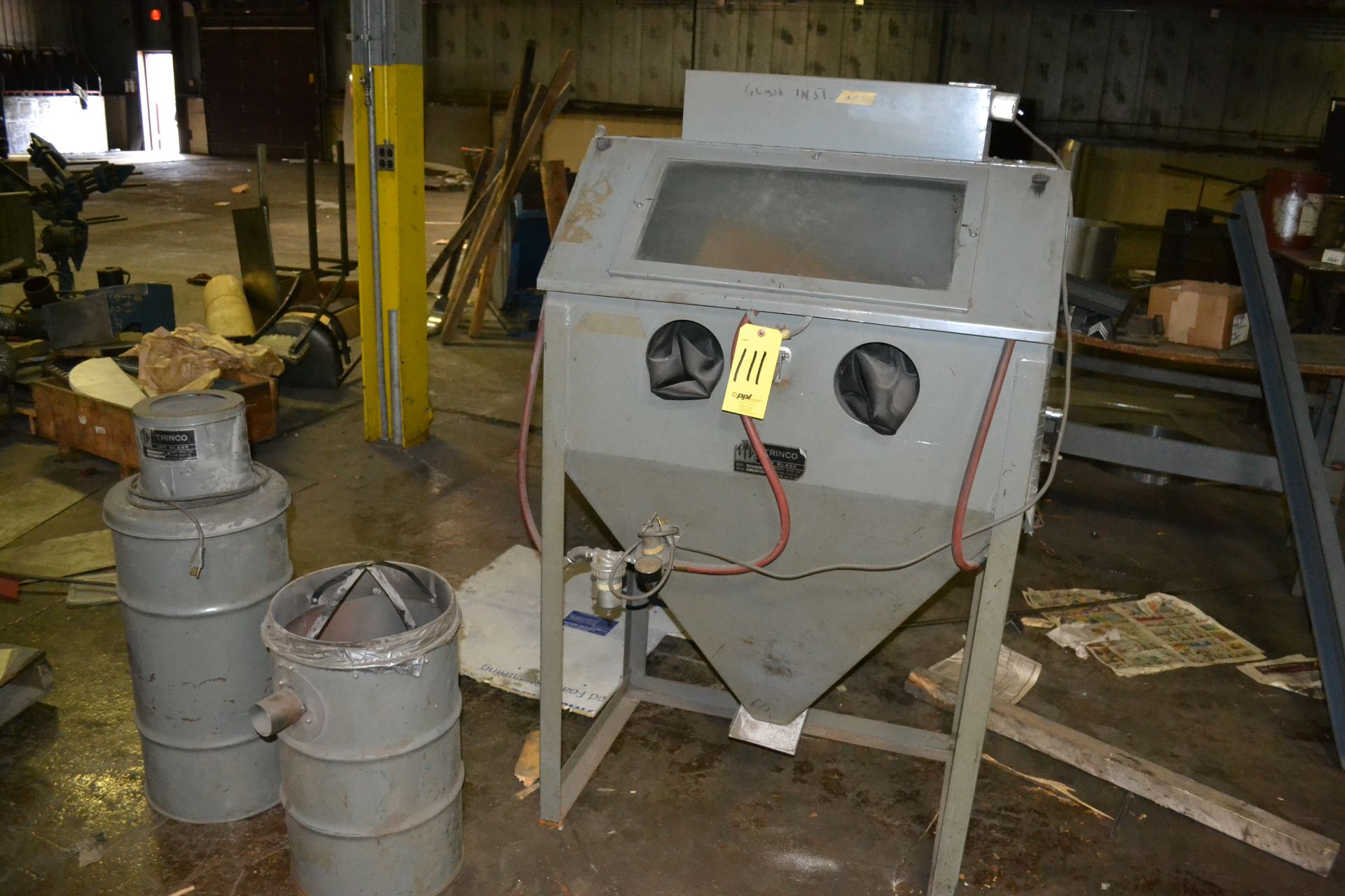 Trinco 2-Hole Reach-in Blast Cabinet Model 36/BP, S/N 1S961-8, with ...