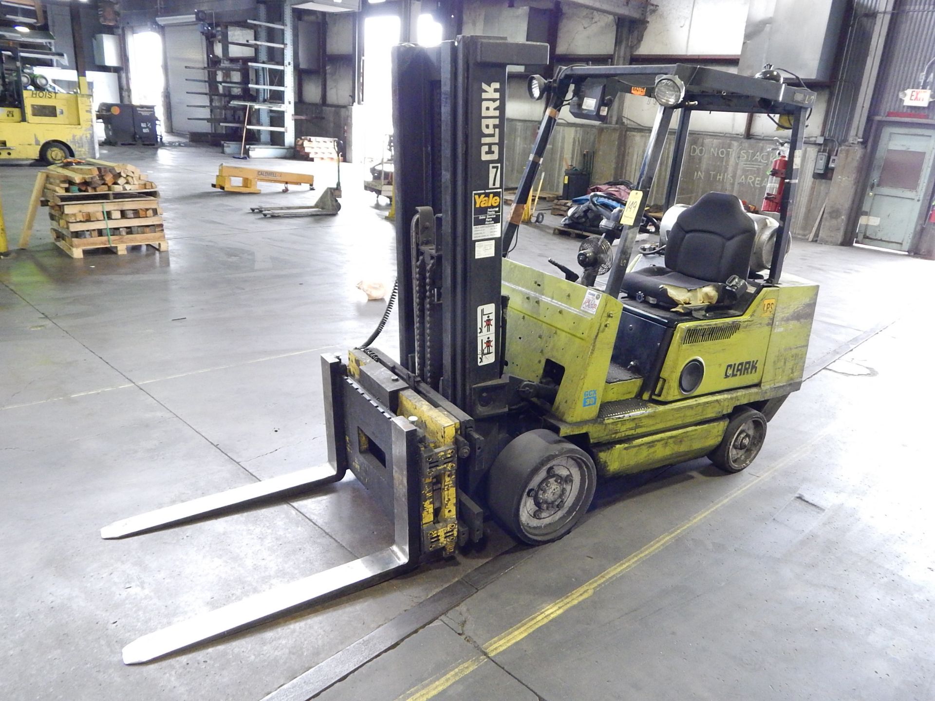 Clark Model GCX30 Fork Lift, s/n GX230-0657-7960KOF, 4,675 lb. Cap., LP ...
