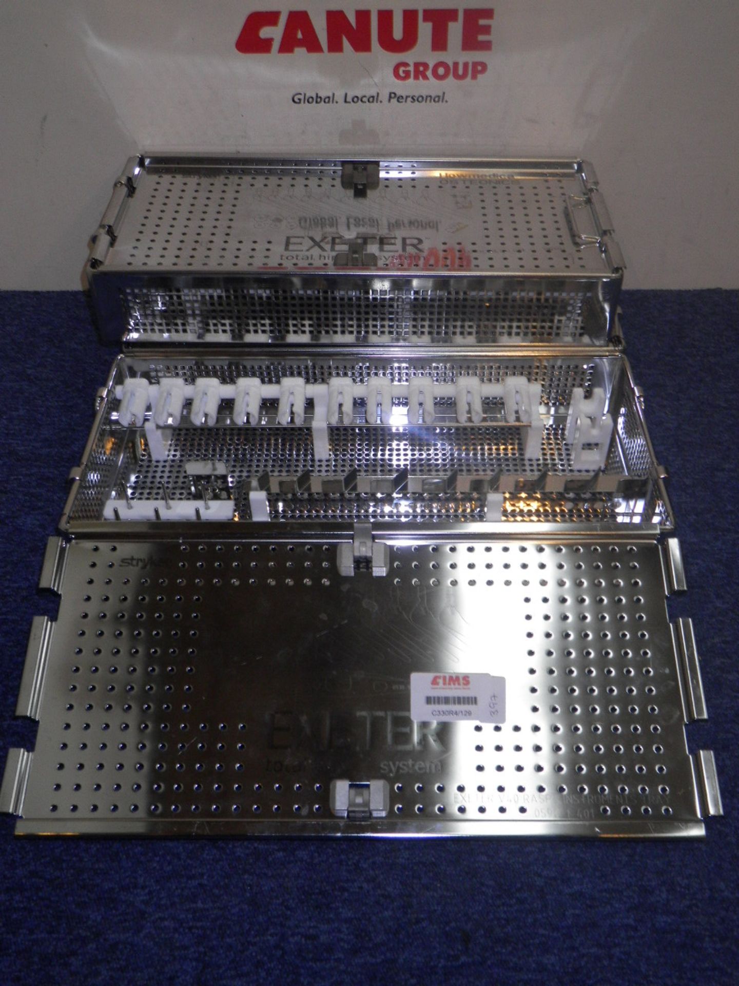 3 x Stryker Exeter V40 Rasps Instruments Tray 0590-1-401