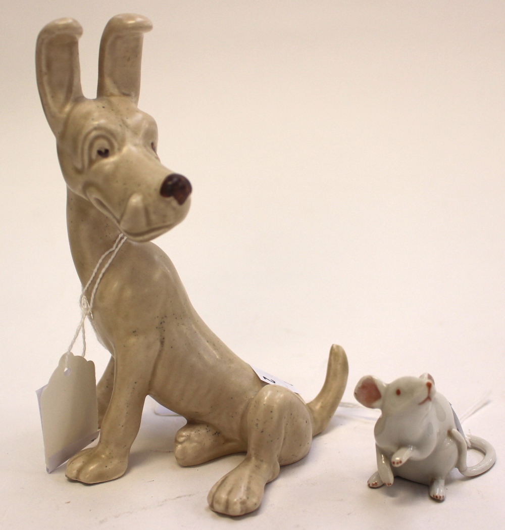 A Sylvac 'Cartoon' dog, number 3182, together with a white mouse. (2)