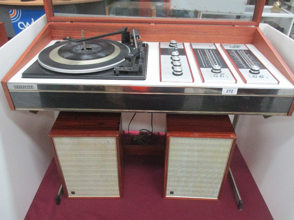 Vintage Decca Sound compact 3 turntable system in a teak case c/w a ...