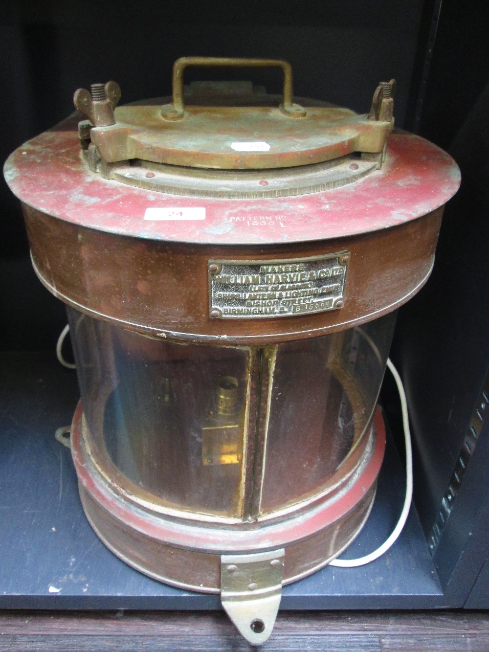 A vintage brass ship's lantern, William Harvie & Co Ltd, Birmingham ...