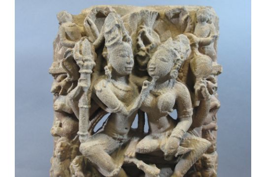 A SANDSTONE RELIEF PANEL DEPICTING UMA-MAHESVARA Central India, 11th ...