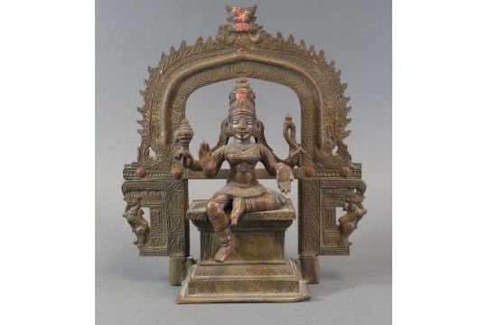 A BRONZE SHRINE DEPICTING PARVATI Tamil Nadu, South India, 19th century ...