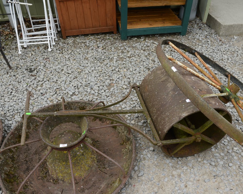 A vintage grass roller