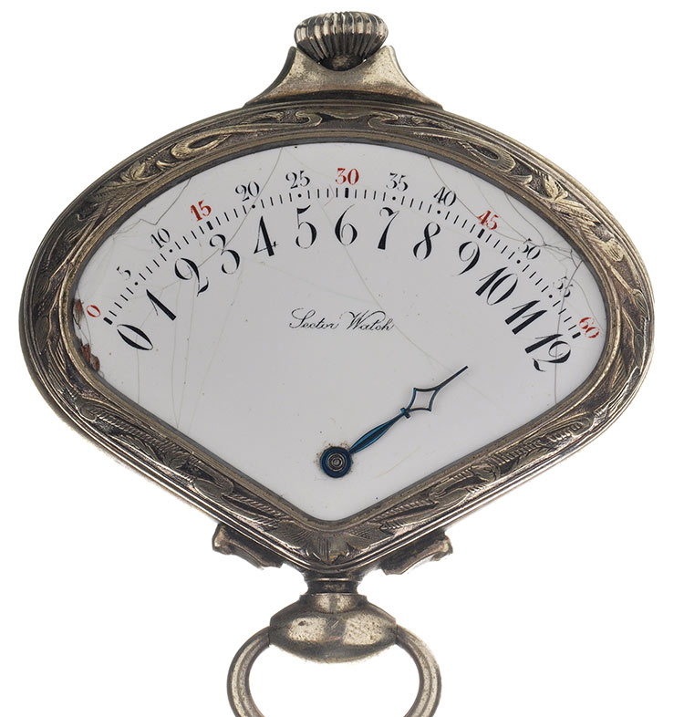 Record Watch Co: Sector watch fob watch, the 120° enamelled arabic dial ...