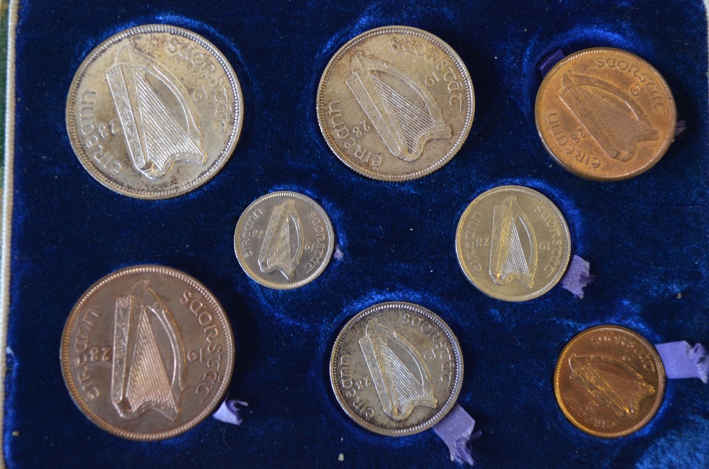 A 1928 Irish Free State proof set of 8 coins, from half-crown down to ...