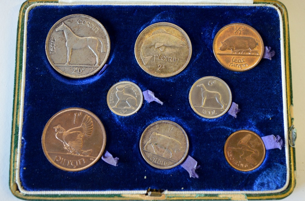 A 1928 Irish Free State proof set of 8 coins, from half-crown down to ...