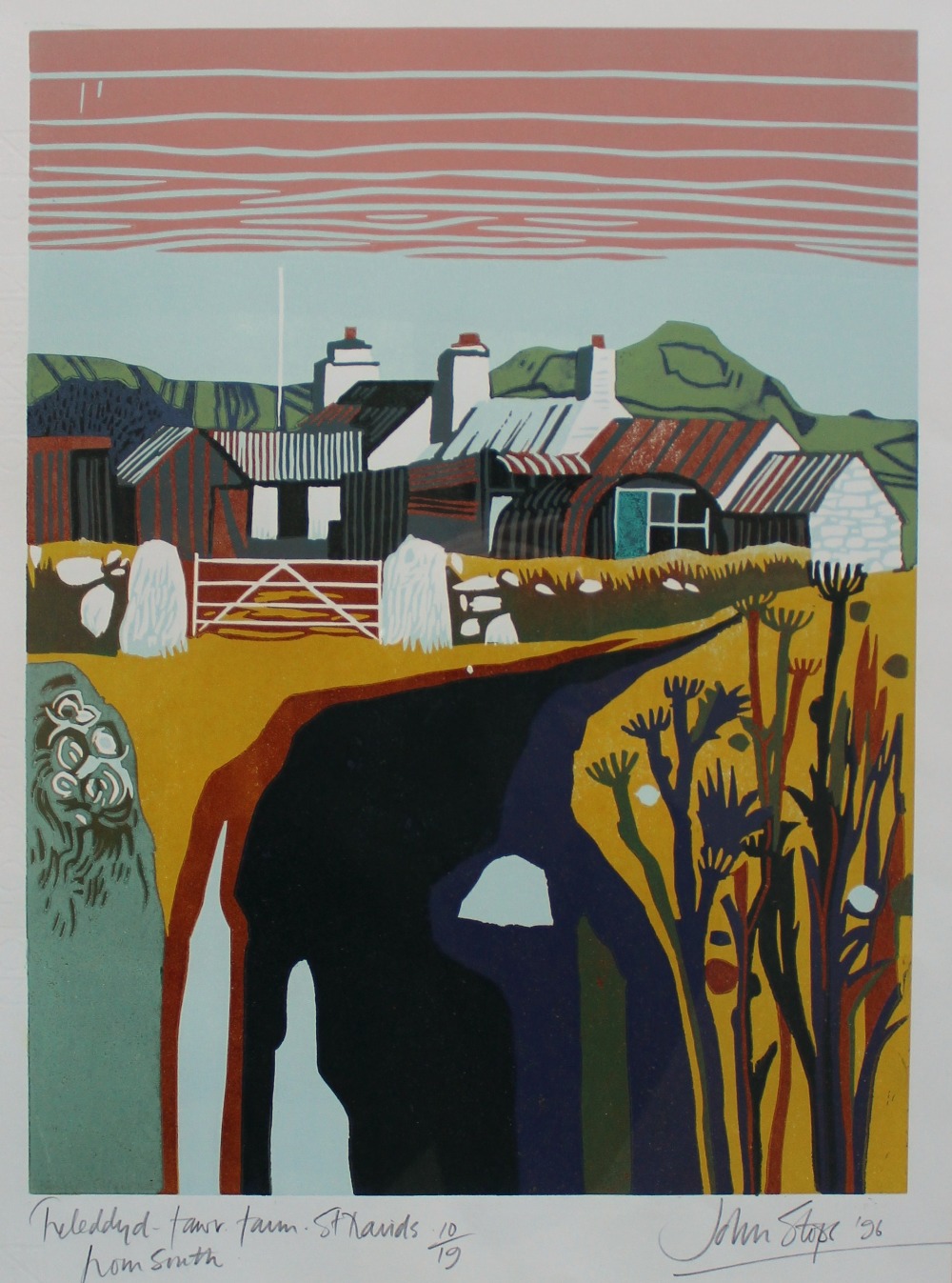John Stops (b.1925) Teleddyd Fawr Farm, St Davids from the South ...
