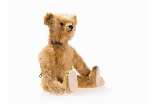 A Bing Teddy Bear with Mechanical Movable Head, circa 1910 Blond mohair ...