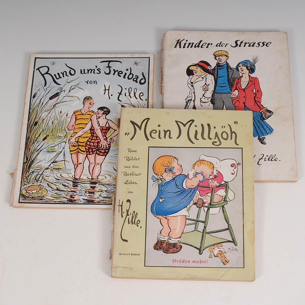 Zille, Heinrich: 3 Hefte. "Rund um's Freibad" 1926. "Mein Milljöh" 1925 ...
