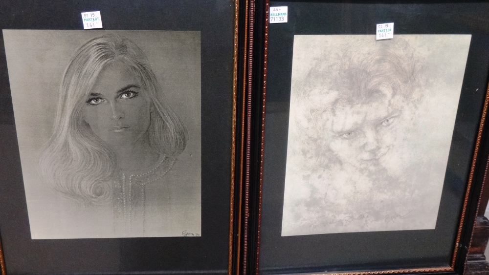 Nicholas Egon (20th century), Portrait sketch of Rosette Irwin, red ...