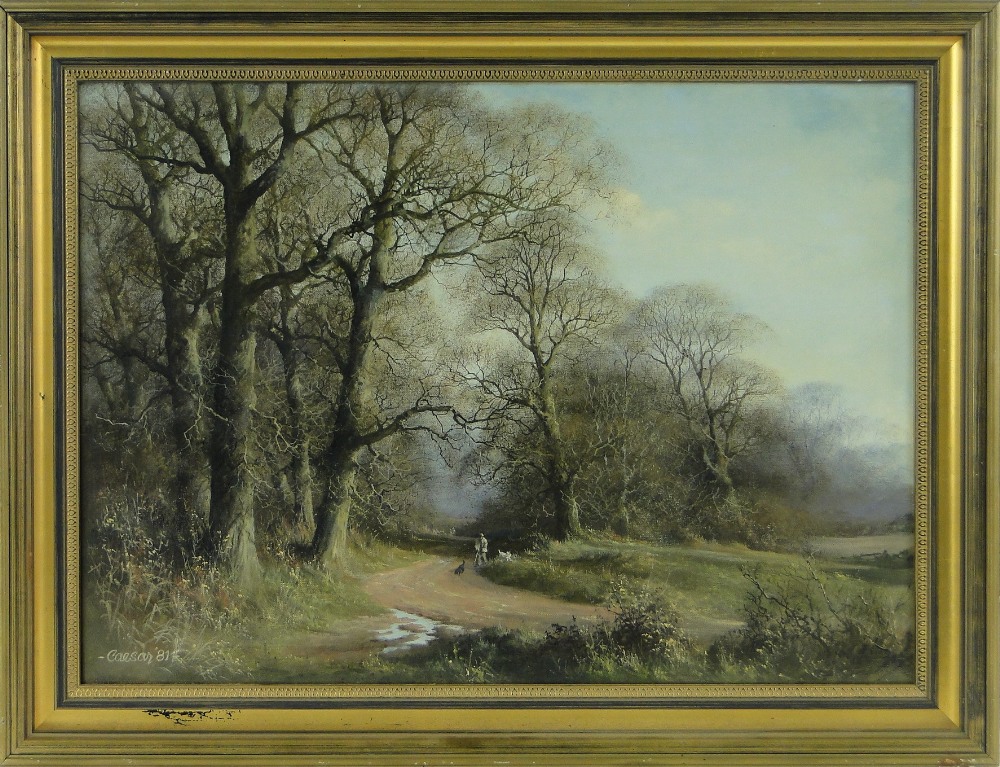 John Caesar Smith (born 1930) oil on canvas, A Sunday Walk, signed and ...