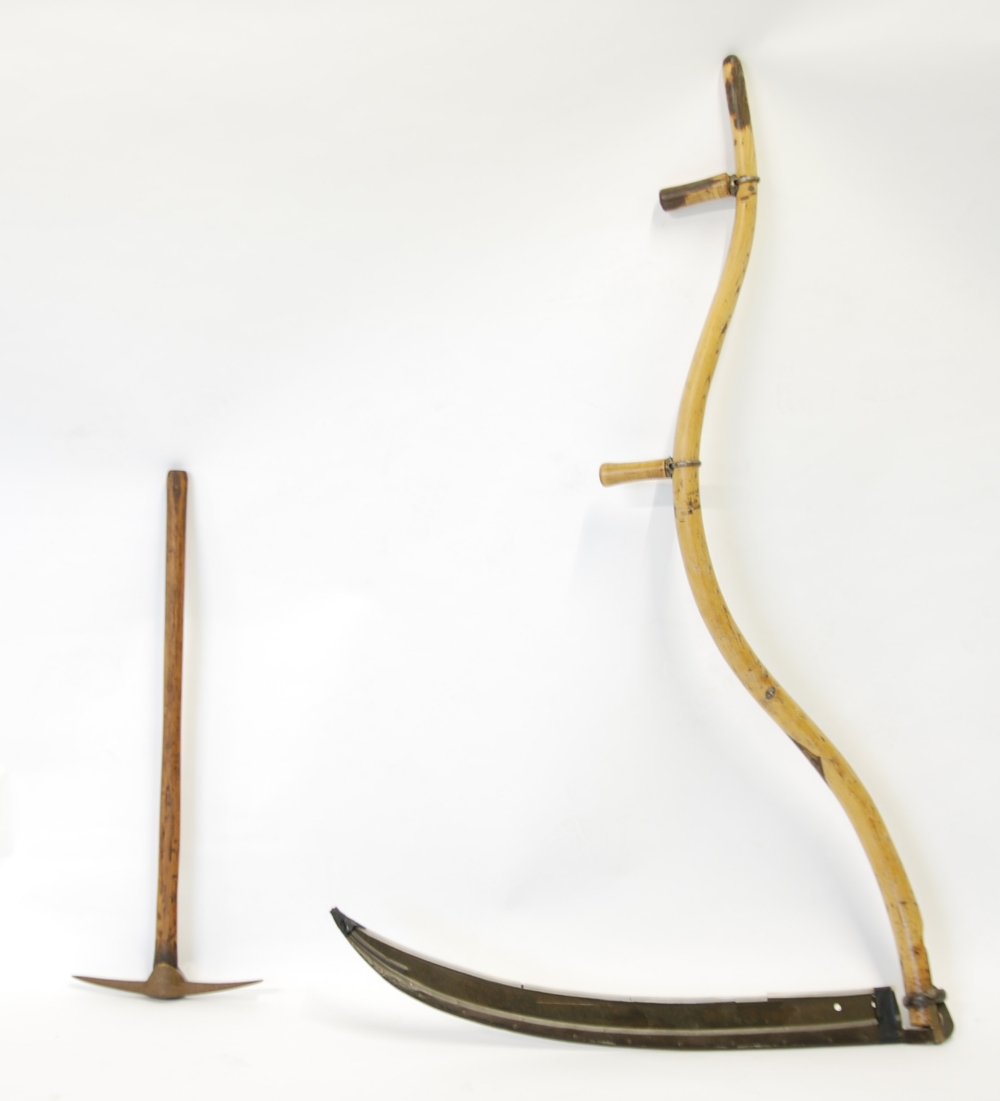 WESTERN SNATH CO. U.S.A. HAND FORGED LARGE TWO HANDLED SCYTHE, of ...