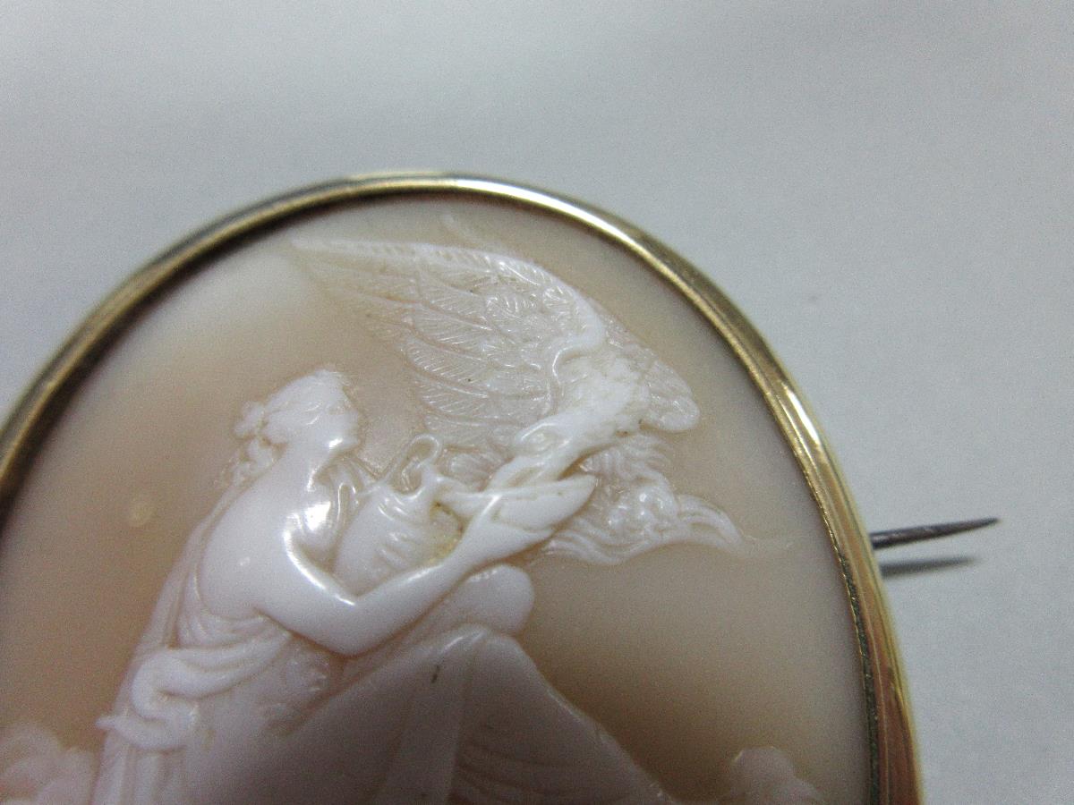 A shell cameo depicting Hebe feeding Zeus's Eagle, in Greek mythology ...