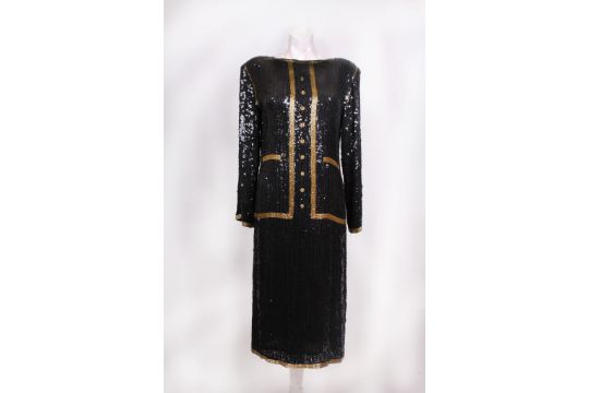 Three cocktail dresses, including 1970s Louis Caring, with velvet ...