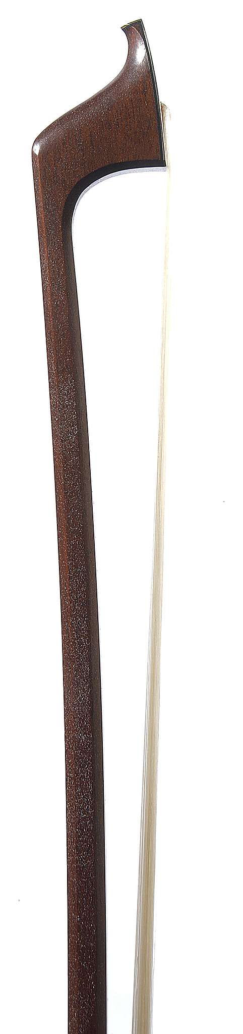 A John Stagg cello bow, the octagonal stick has black lapping leather ...