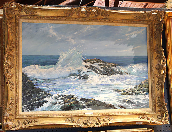 Charles Evison (British, b. 1910), "Breakers on the Dorset Coast," oil ...