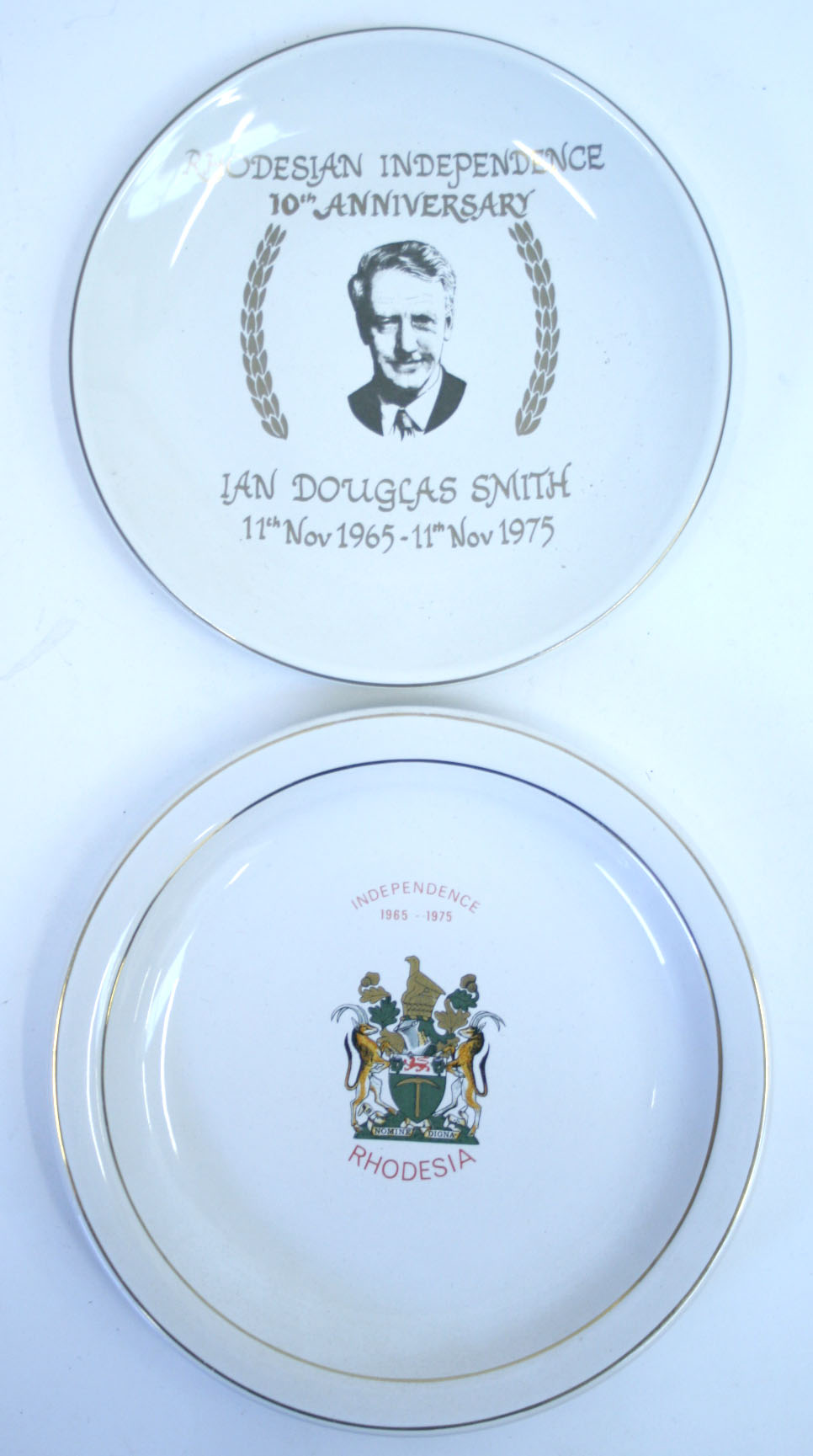 Rhodesian UDI Political Memorabilia consisting of china plate made by ...
