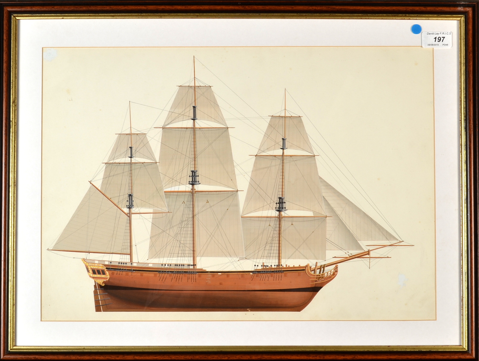 JOHN HENRY BATCHELOR MBE The Three Masted Confederacy Drawing 35 x 50cm