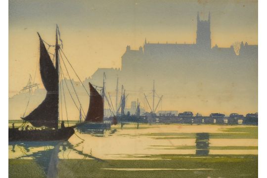 GEOFFREY SNEYD GARNIER St Mary's, Penzance Etching in colours Signed ...