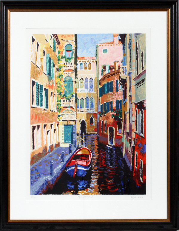 HAZEL SOAN LITHOGRAPH, H 31", L 24", "AQUA VENEZIA I": Hazel Soan ...
