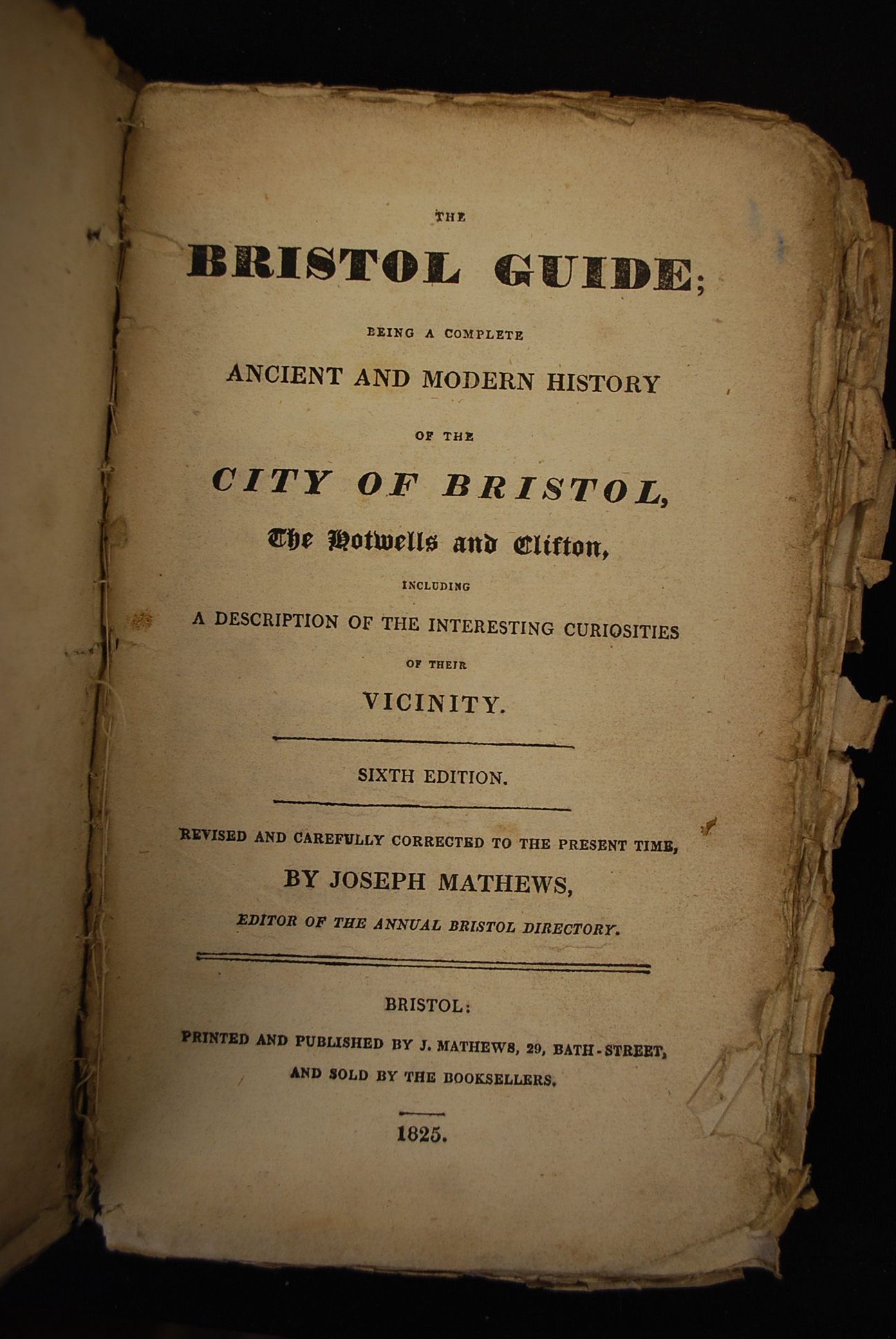 BRISTOL; ANTIQUE BOOKS; Matthews, J - 1825 - Bristol Guide The City Of ...