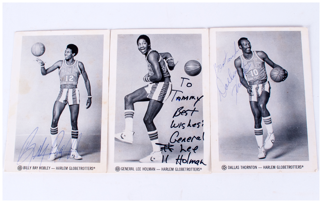 'Harlem Globetrotters' Three Signed Autographed Photo Cards, Dallas ...