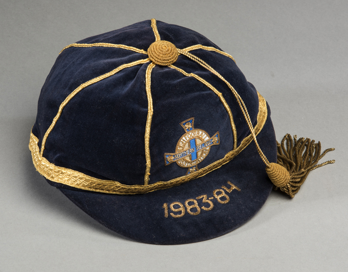 A blue Northern Ireland international cap awarded to Terry Cochrane of ...