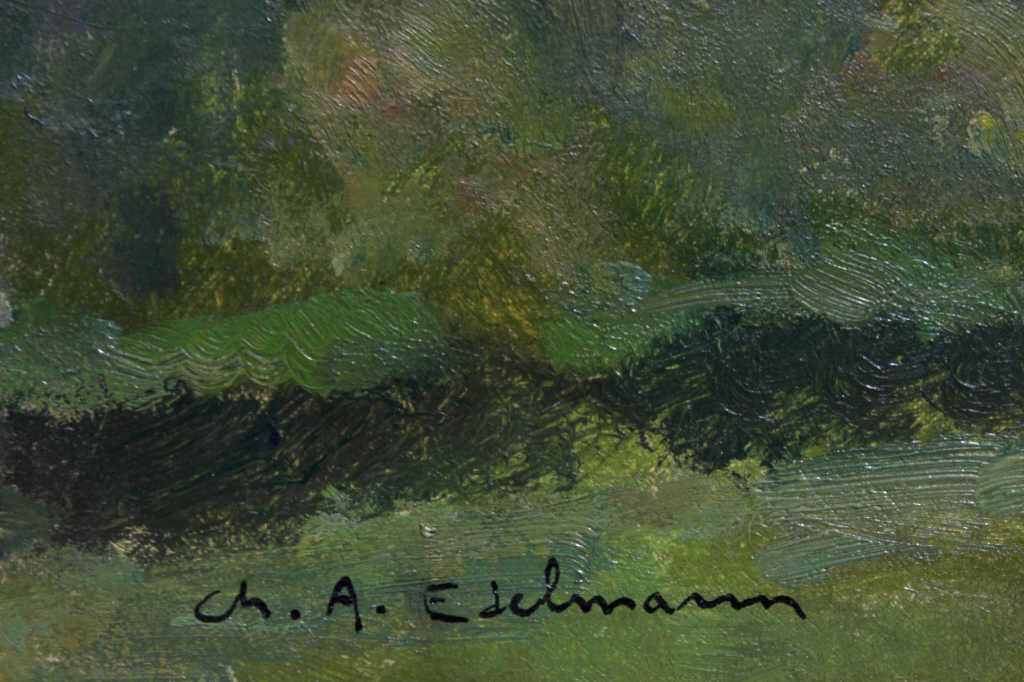 Charles Auguste EDELMANN (1879-1950), "Vue de village", huile sur toile ...