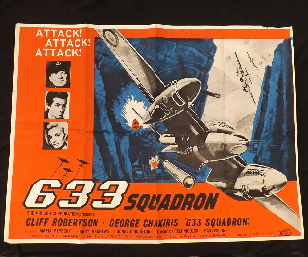 633 SQUADRON, FILM POSTER, STARRING CLIFF ROBERTSON etc, UK quad approx ...