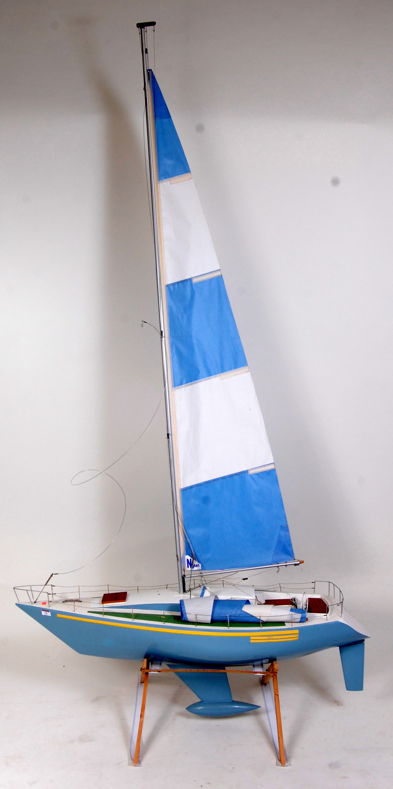 A kit built scale model of a high speed sailing yacht with Nylet Sails ...