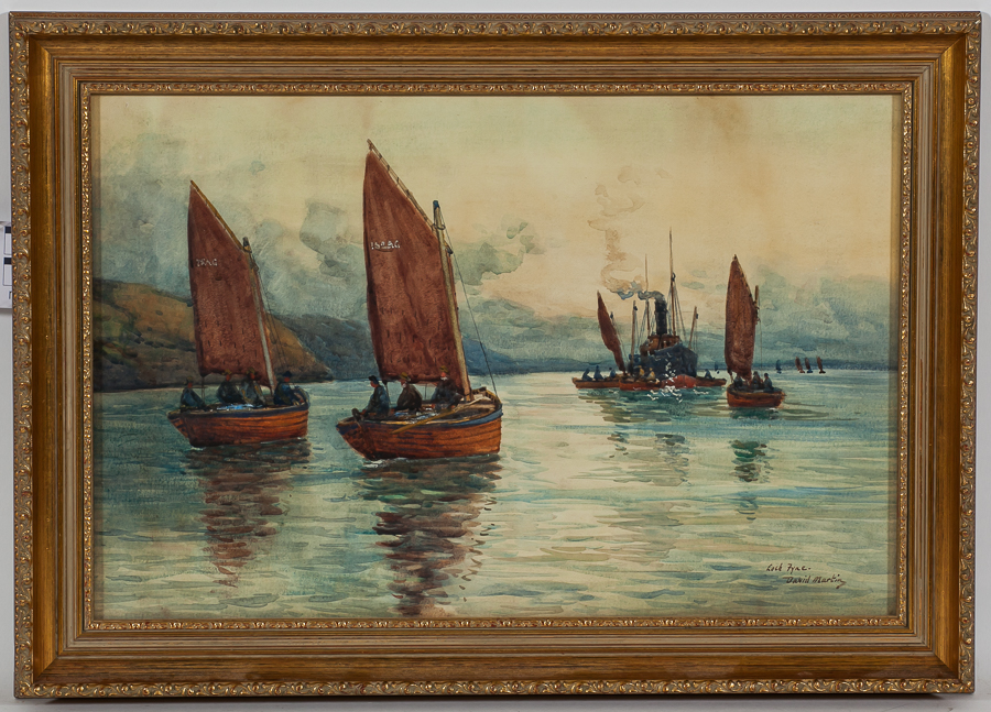 DAVID MARTIN (SCOTTISH 1887 - 1935), STEAM TRAWLER ON LOCH FYNE ...