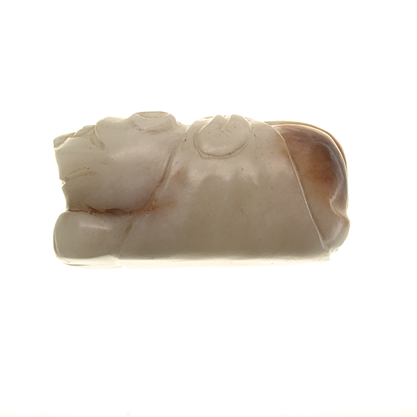 A Small Jade Carving of a Tiger Carved as a resting tiger wrapped in ...