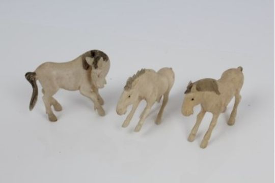 Collection of 19th century miniature carved ivory animals including ...