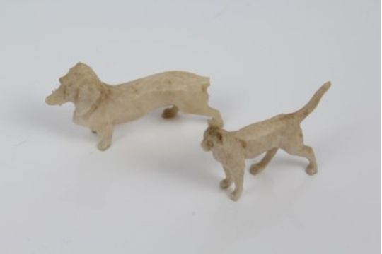 Collection of 19th century miniature carved ivory animals including ...