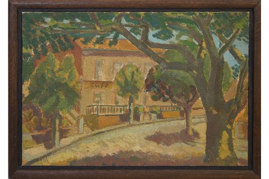 Philip Matthews, British 1916-1984- "Cafe"; oil on canvas, 54x39cm ...