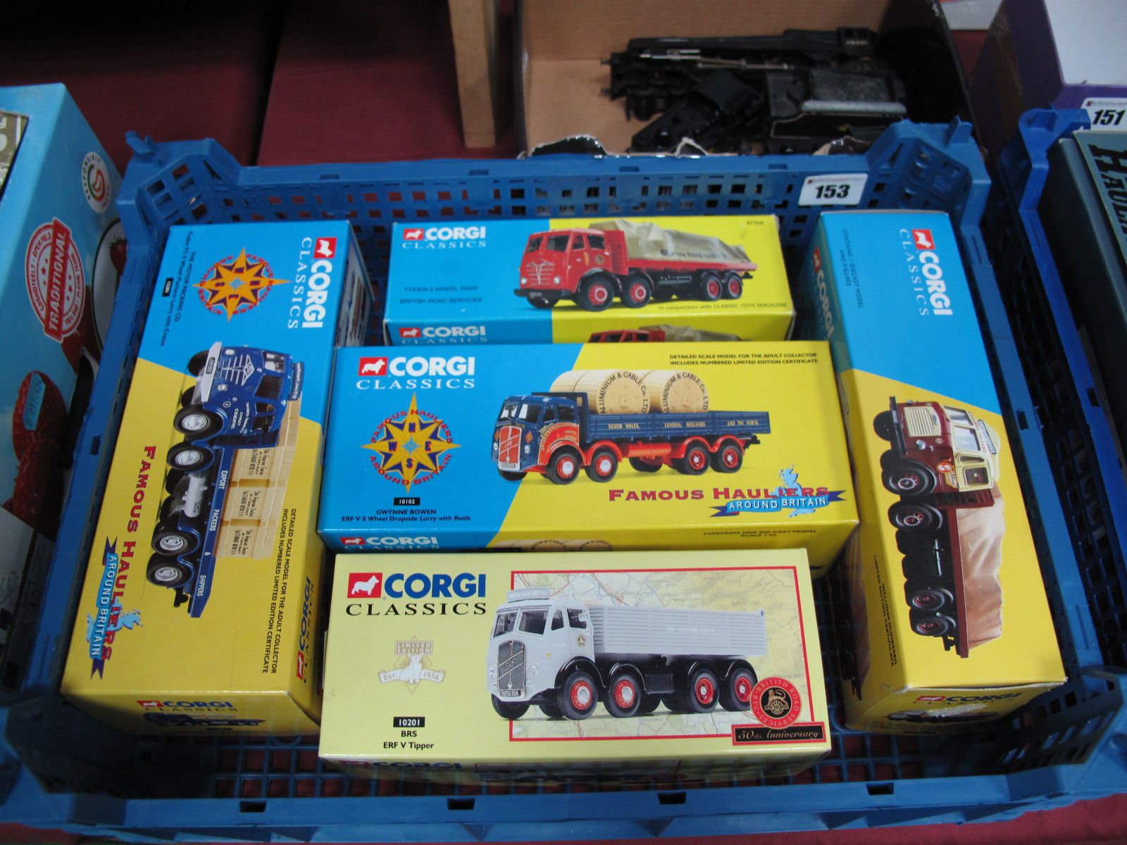 Five Boxed 1:50 Scale Corgi Diecast Lorries, #10102 ERF V eight wheel ...