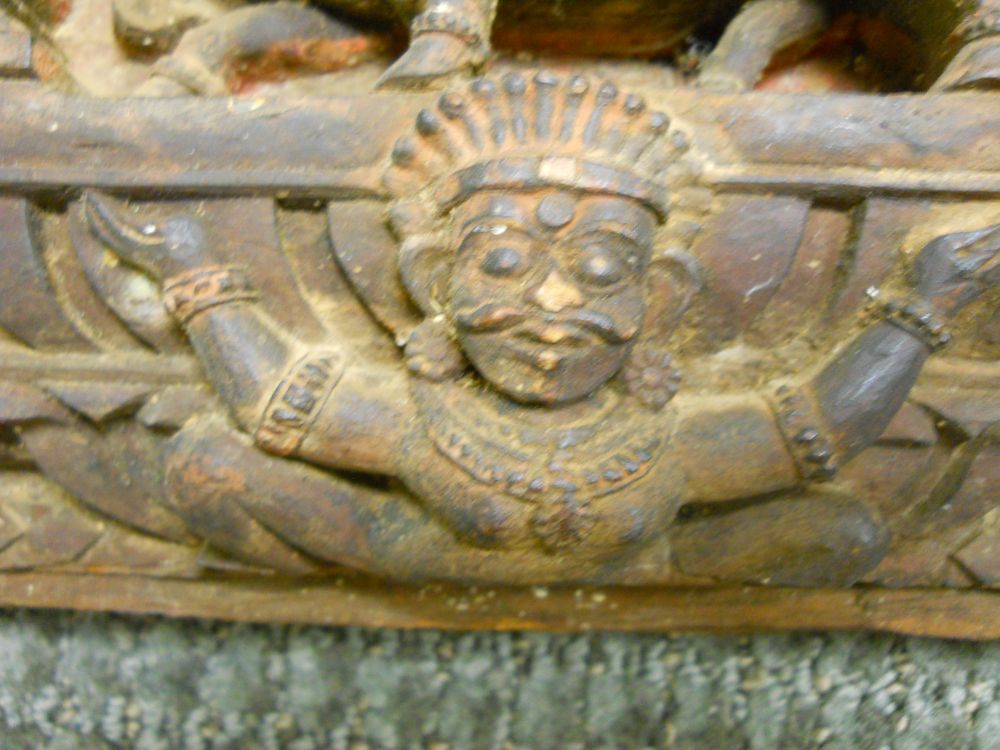 Two Wooden Lintel Friezes, India, one depicting a seated Mithuna couple ...