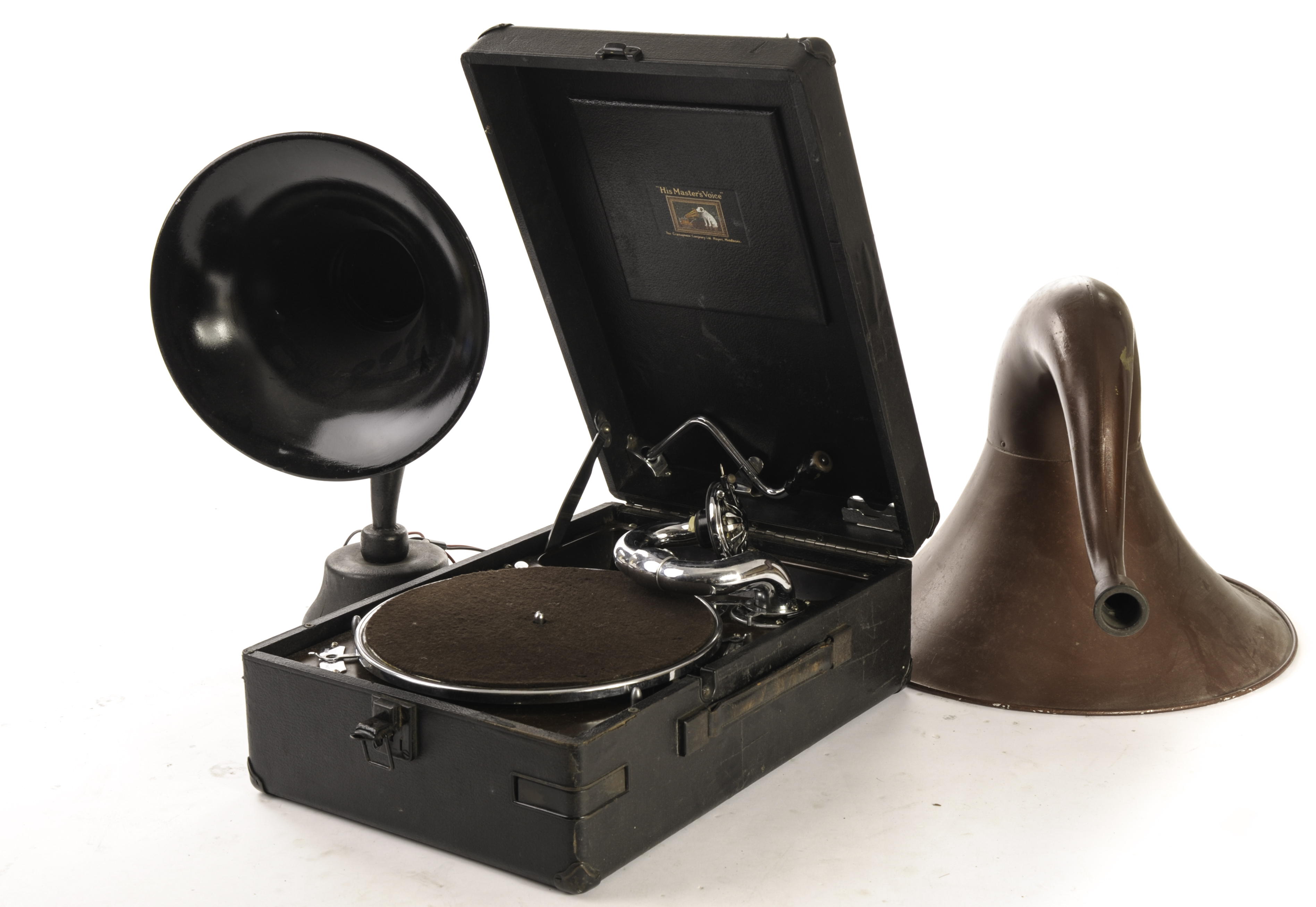 Portable gramophone: an HMV C102A portable gramophone, No.102032134 ...