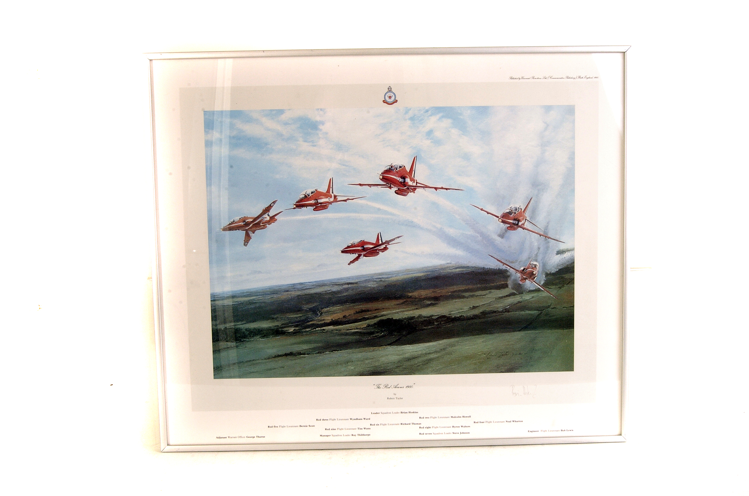 A Brian Hoskins signed print, titled The Red Arrows 1980 by Robert ...