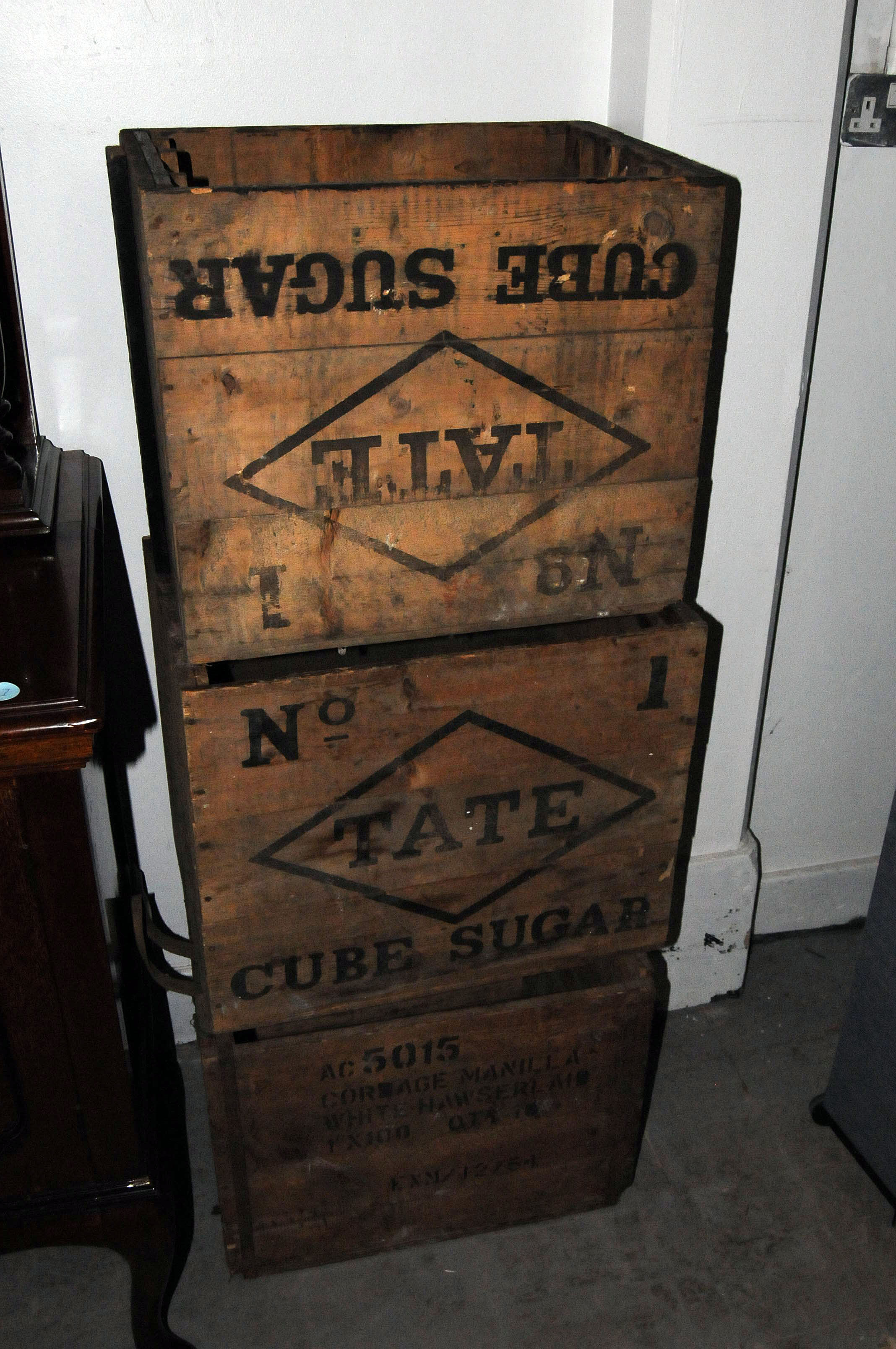 A pair of vintage Tate No.1 cube sugar boxes, marked Henry Tate & Son ...