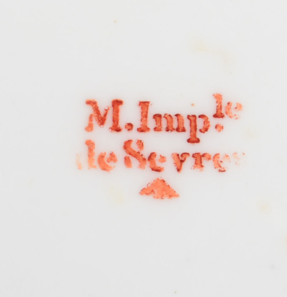 SET OF SIX SÈVRES PORCELAIN PLATES Marked in iron red 'M, Imp. de ...